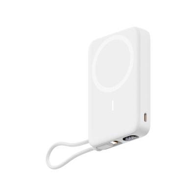 China Stylish 10000mAh Magnetic Wireless Power Bank, 15W Wireless Charging(5W/7.5W/10W/15W), Built-in TypeC Cable with Max 22.5W Output, Foldable Kickstand Portable Charger for sale