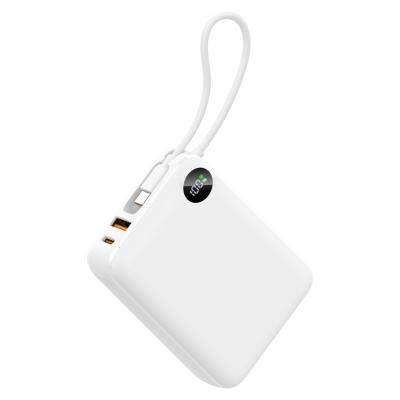 China 20000mAh Compact Fast Charging Power Bank with Built‑in Type‑C Cable, PD 20W Max 22.5W Output, LED Power Display, CE RoHS FCC Certified Portable Charger for sale