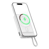 China Fashionable 10000mAh 3-In-1 Magnetic Wireless Power Bank With Built In Typ-C Cable Portable Charger, Supports Apple Watch TWS Charging for sale
