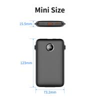 China 10000mAh Slim Portable Power Bank, Powerbank with 2 Built‑in Type‑C Cables PD 20W Fast Charging, USB‑A & USB‑C Port, Digital LCD Display Portable External Battery Pack for sale