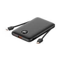 China 10000mAh Slim Portable Power Bank, Powerbank with 2 Built‑in Type‑C Cables PD 20W Fast Charging, USB‑A & USB‑C Port, Digital LCD Display Portable External Battery Pack for sale