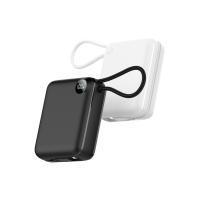 China 10000mAh Compact Portable Power Bank Fast Charge With Two Built‑in Bidirectional Type‑C Cables, Extra Type‑C Port LED Digital Display Fashion Mini External Battery Pack for sale
