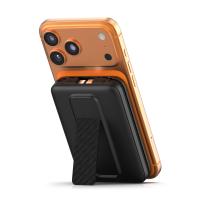 China 10000mAh Magnetic Wireless Power Bank, 3‑in‑1 Portable Charger with Built‑in Lightning & Type‑C Fast Charging Cables, Foldable Stand, LCD Digital Display, Compact External Battery Pack for Phones for sale