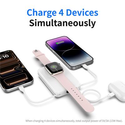 China Trending 10000mah Built In Cable Power Bank,Magnetic wireless power bank 15W for phones and smart watch for sale
