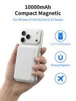 China 10000mAh Portable Magnetic Wireless Power Bank, Compatible with 15W/10W/7.5W/5W Wireless Charging, Built-in Type-C Input & Output Port, 4 LED Battery Indicator Lights External Battery Pack for sale