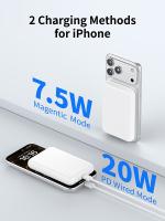 China 10000mAh Portable Magnetic Wireless Power Bank, Compatible with 15W/10W/7.5W/5W Wireless Charging, Built-in Type-C Input & Output Port, 4 LED Battery Indicator Lights External Battery Pack for sale