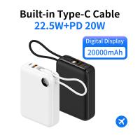 China 20000mAh High Capacity Fast Charging Power Bank, Built-in Type-C PD Input & Output Cable, Type-C Port & USB QC Output Port, Stylish Portable Design with LCD Digital Battery Display for sale