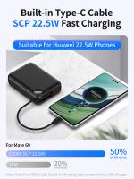 China 20000mAh High Capacity Fast Charging Power Bank, Built-in Type-C PD Input & Output Cable, Type-C Port & USB QC Output Port, Stylish Portable Design with LCD Digital Battery Display for sale