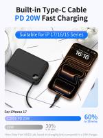 China 20000mAh High Capacity Fast Charging Power Bank, Built-in Type-C PD Input & Output Cable, Type-C Port & USB QC Output Port, Stylish Portable Design with LCD Digital Battery Display for sale