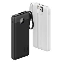 China 10000mAh Fast Charging Power Bank With 3 Built‑in Cables(Type‑C, Lightning, USB), Type‑C Input & Output Port, USB‑A Output Port, LCD Digital Battery Display Portable External Battery Pack for sale