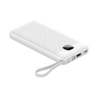 China 10000mAh Fast Charging Power Bank With 3 Built‑in Cables(Type‑C, Lightning, USB), Type‑C Input & Output Port, USB‑A Output Port, LCD Digital Battery Display Portable External Battery Pack for sale
