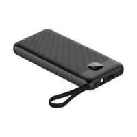 China Portable 10000mAh External Battery Charger, 3 Built‑in Charging Cables(Type‑C / Lightning / USB), Fast Charge Power Bank with Type‑C Input‑Output & USB‑A Output, LCD Screen Power Indicator for sale
