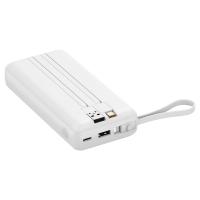 China 20000mAh High Capacity Fast Charging Power Bank, 3 Built-in Cables (Type-C, Lightning, USB), Dual Ports Type-C Input/Output & USB-A Output, LCD Digital Battery Display, CE FCC RoHS UKCA Certified Port for sale