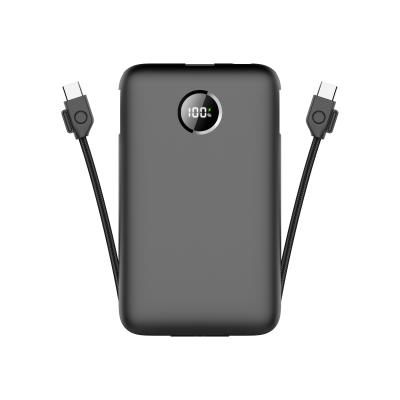China 10000mAh Portable Charger with Built-in USB C Cables, 22.5W Fast Charging Power Bank, Ultra Slim Battery Pack with LED Digital Display, iPhone 15/16 Pro Max, Samsung Galaxy S24, Android for sale