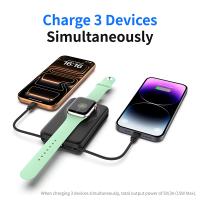 China 3-in-1 Magnetic Wireless Power Bank 10000mAh | Built-in Type-C & Lightning Cables, Apple Watch Charger & LCD Display for sale