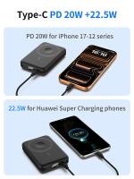 China 3-in-1 Magnetic Wireless Power Bank 10000mAh | Built-in Type-C & Lightning Cables, Apple Watch Charger & LCD Display for sale