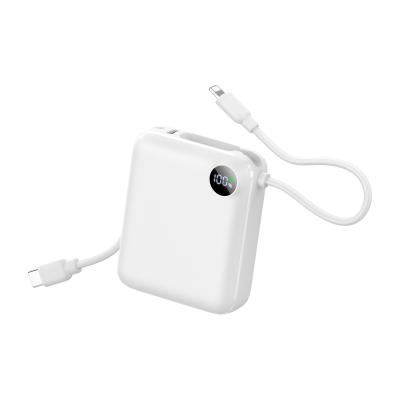 China Compact Mini Protable Charger,10000mAh Power Bank with Built-in Type-C & Lightning Cables | 22.5W Fast Charging & LCD Display for sale