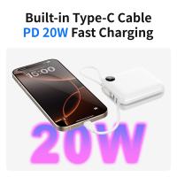 China Compact Mini Protable Charger,10000mAh Power Bank with Built-in Type-C & Lightning Cables | 22.5W Fast Charging & LCD Display for sale