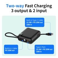 China Compact Mini Protable Charger,10000mAh Power Bank with Built-in Type-C & Lightning Cables | 22.5W Fast Charging & LCD Display for sale