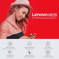 China Lenovo HE05 Bluetooth Neckband Headphones Noise Reduction Waterproof 50g for sale