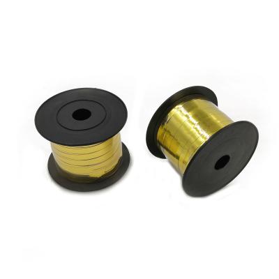 China Balloon Curling Gold Ribbon Roll 50m Metallic Custom Ribbon Rolls for sale
