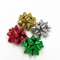 China ODM Metallic Gold Red Star Ribbon Bow 2inch Christmas Pull Bows for sale