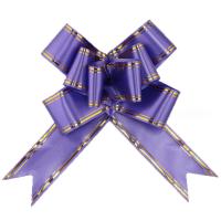 China 32mm Gold Lines Purple Pull Bows Floral Style For Bottle Decoration for sale