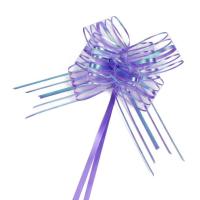 China 6 Inch Purple Ribbon Pull Bows Iridescent Lines Organza Ribbon for sale