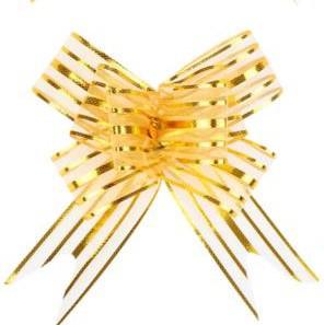 China Gift Wrap Plastic Rose Gold Pull Bows 32mm Metallic Lines For Flowers for sale