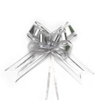 China 6in Silver Florist Pull Bows Matte Metallic Lines Organza Ribbon for sale