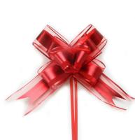 China Matte Metallic Ribbon Pull Bows 32mm Red Pull Bows For Gift Wrapping for sale