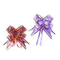 China 46cm Length Gift Pull Christmas Bows Purple Plastic Pull Ribbons for sale