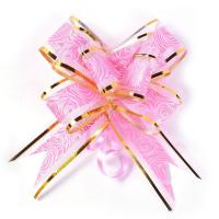 China Butterfly 32mm Small Pull Bow Ribbon Roll Rose Organza Pink Color for sale