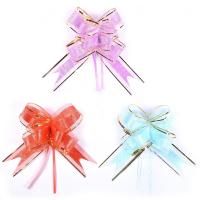 China Butterfly 32mm Small Pull Bow Ribbon Roll Rose Organza Pink Color for sale