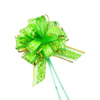 China Heart Organza Green Pull Bows 6 Inch Gift Wrapping Decoration for sale