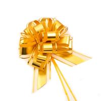 China Matte Metallic Lines Organza Giant Pull Bow 6 Inch Gift Decoration for sale