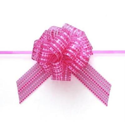 China Grid Lines Organza Ribbon Bow 6 Inch Gift Wrap Plastic Decoration for sale