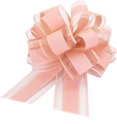 China Pink Giant Pull Bow 6 Inch Organza Pull Bows Pom Pom Gift Wrap for sale
