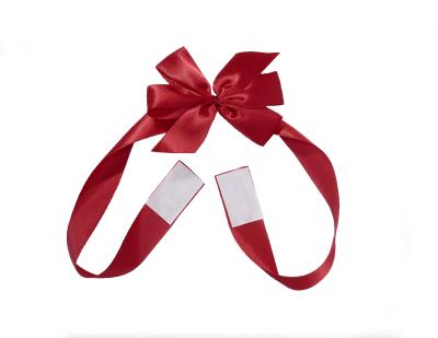 China Red Pre Tied Satin Red Velvet Tie Ribbon Bow 24mm With Elastic Loop for sale