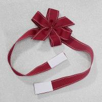 China Red Pre Tied Satin Red Velvet Tie Ribbon Bow 24mm With Elastic Loop for sale