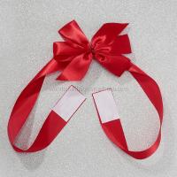 China Red Pre Tied Satin Red Velvet Tie Ribbon Bow 24mm With Elastic Loop for sale