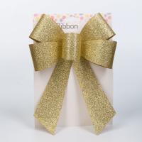 China 9cm Christmas Decoration Ribbon Bow Tie Glitter Cotton Material for sale