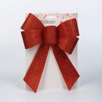 China 9cm Christmas Decoration Ribbon Bow Tie Glitter Cotton Material for sale