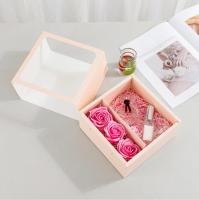 China Gift Craft Industrial White Transparent PVC Window Drawer Folding Mothers Day Gift Paper Package Box for sale