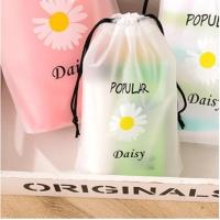China Poly Drawstring Bag EVA Frosted Plastic Drawstring Storage Bag for Clothing Custom Logo for sale