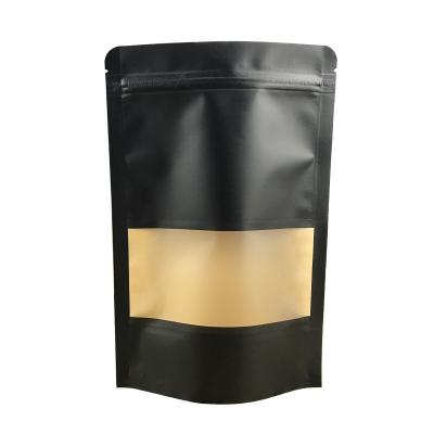 China Custom Logo Black Plastic Polybag Food Package with Window Gravure Printing Size Optional for sale
