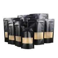 China Custom Logo Black Plastic Polybag Food Package with Window Gravure Printing Size Optional for sale