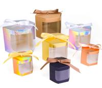 China Customized White Cardboard Cake Box with Window 4 and 6 Hole Cupcake Packaging Box for sale