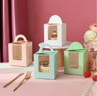 China Portable Cupcake Packaging Box with Lid and Window Insert Customized Pink Color for sale