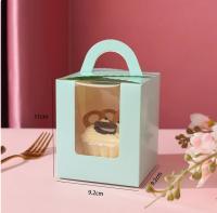 China Portable Cupcake Packaging Box with Lid and Window Insert Customized Pink Color for sale
